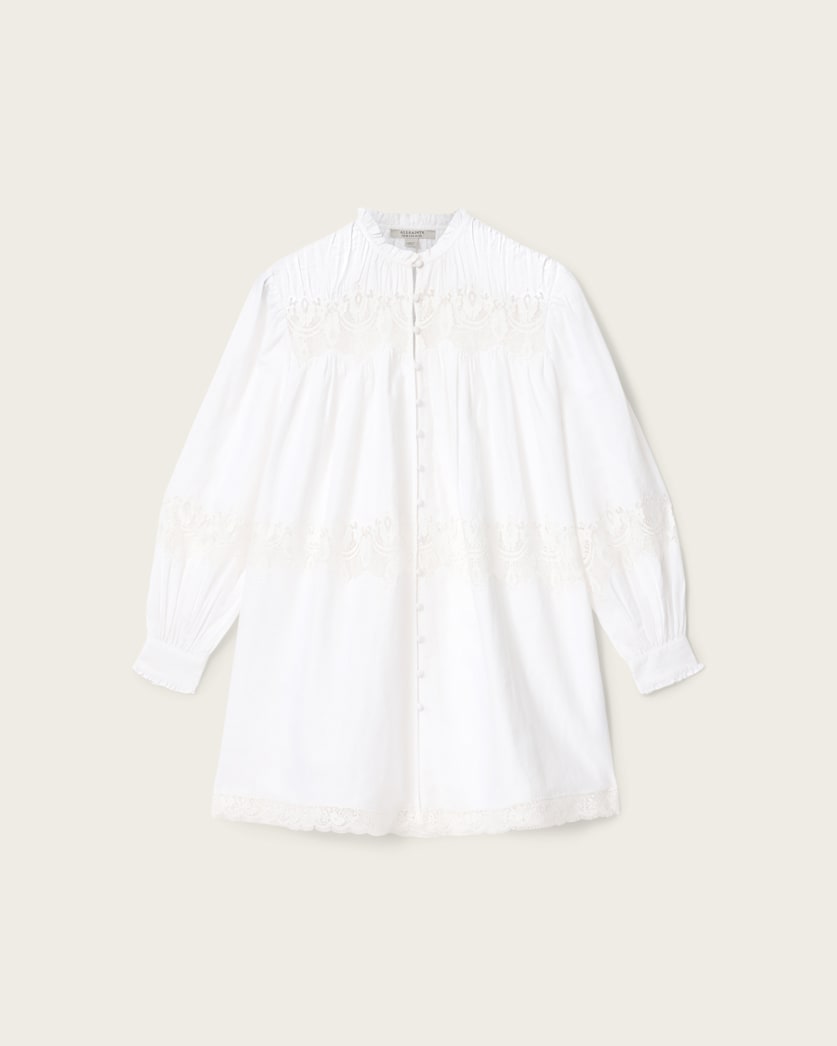 Talisa Linen Blend Lace Mini Dress White | ALLSAINTS